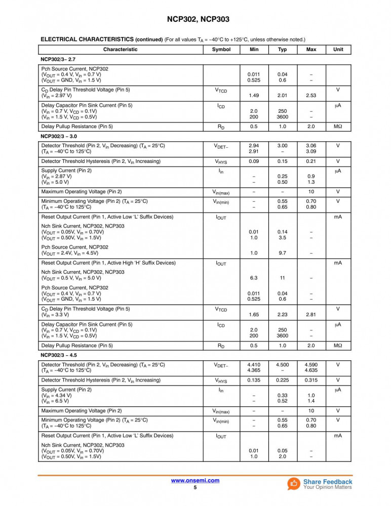 NCP303 datasheet page 5 preview