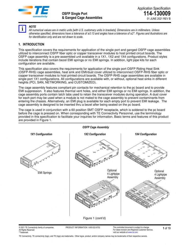 TE Connectivity OSFP application specification page 1