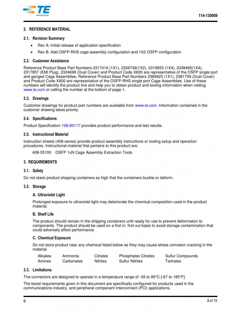 TE Connectivity OSFP application specification page 3