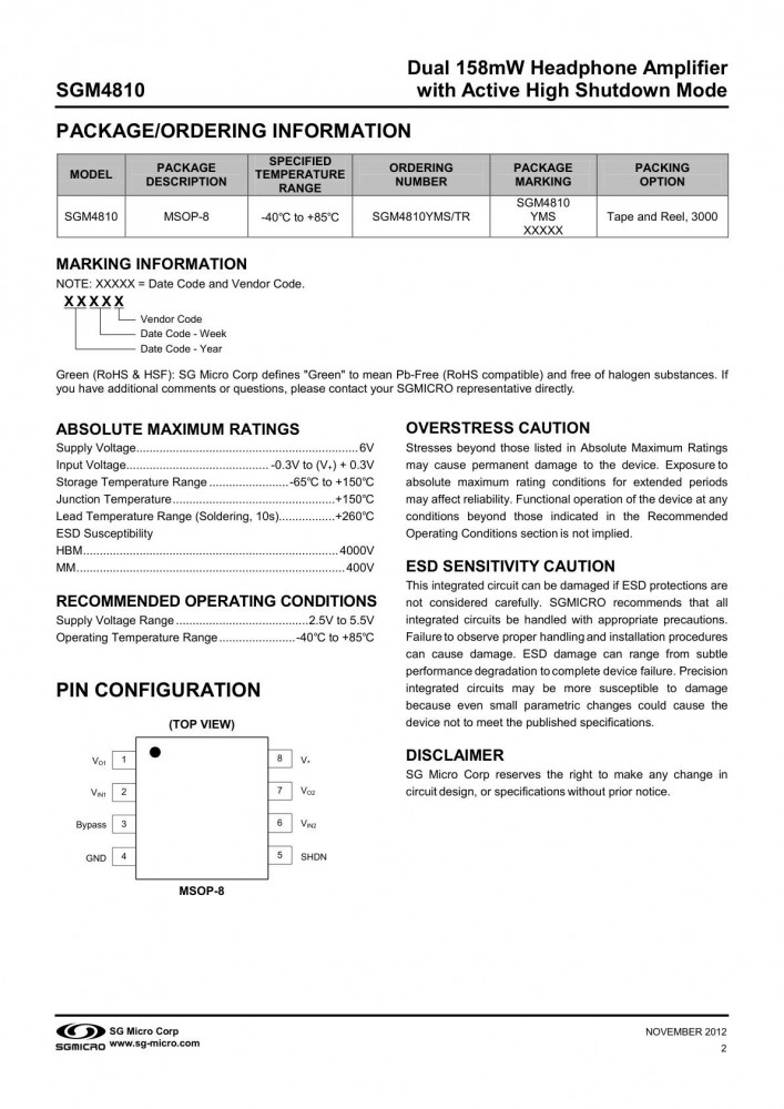 SGM4810 datasheet page 2