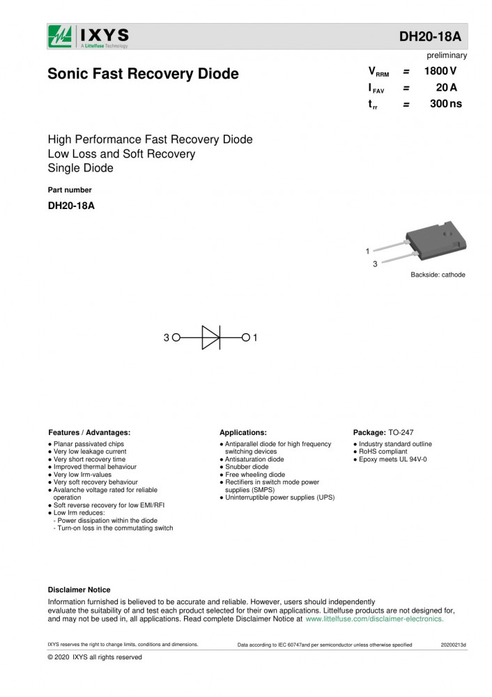 DH20-18A datasheet page 1