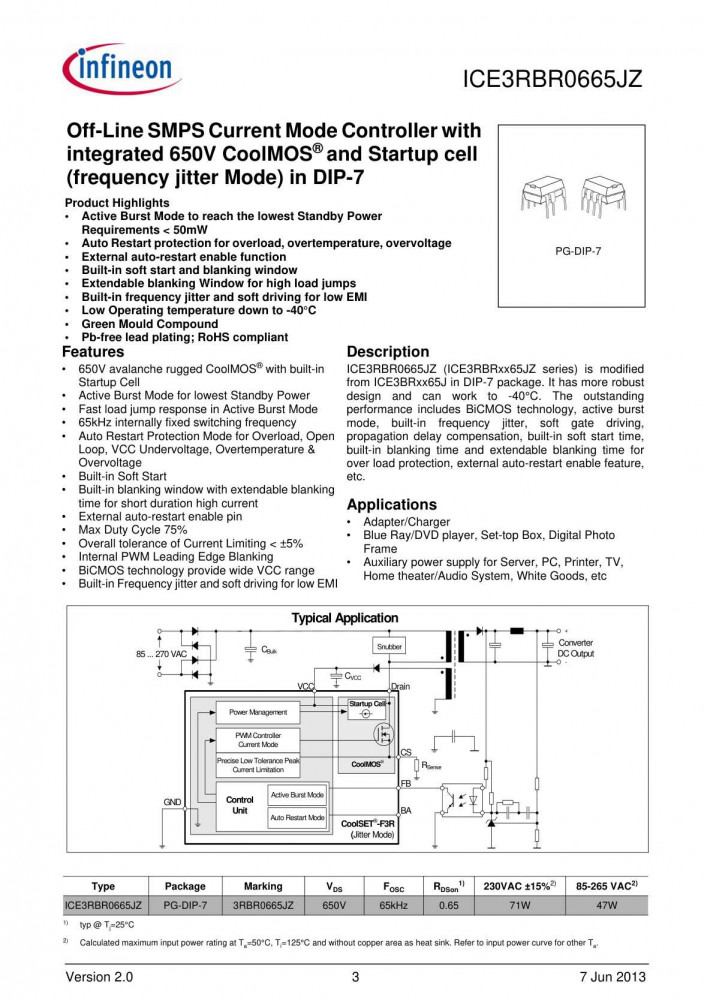 ICE3RBR0665JZ datasheet page 3