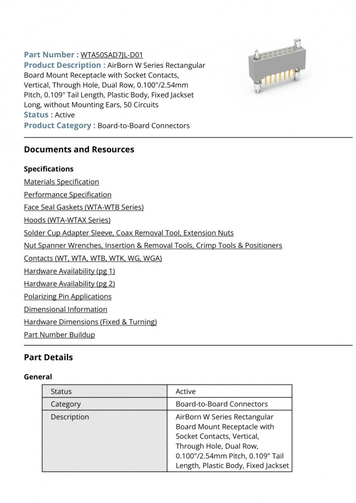 WTA50SAD7JL-D01 technical document preview, page 1