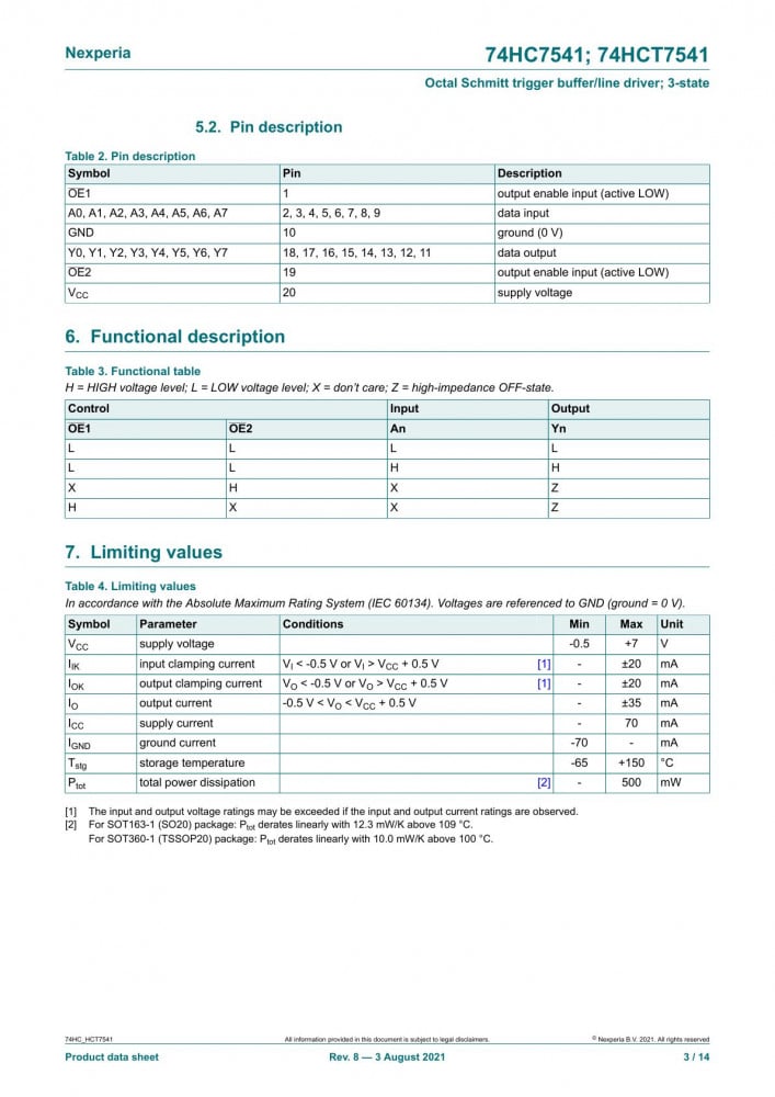 74HC7541 datasheet page 3