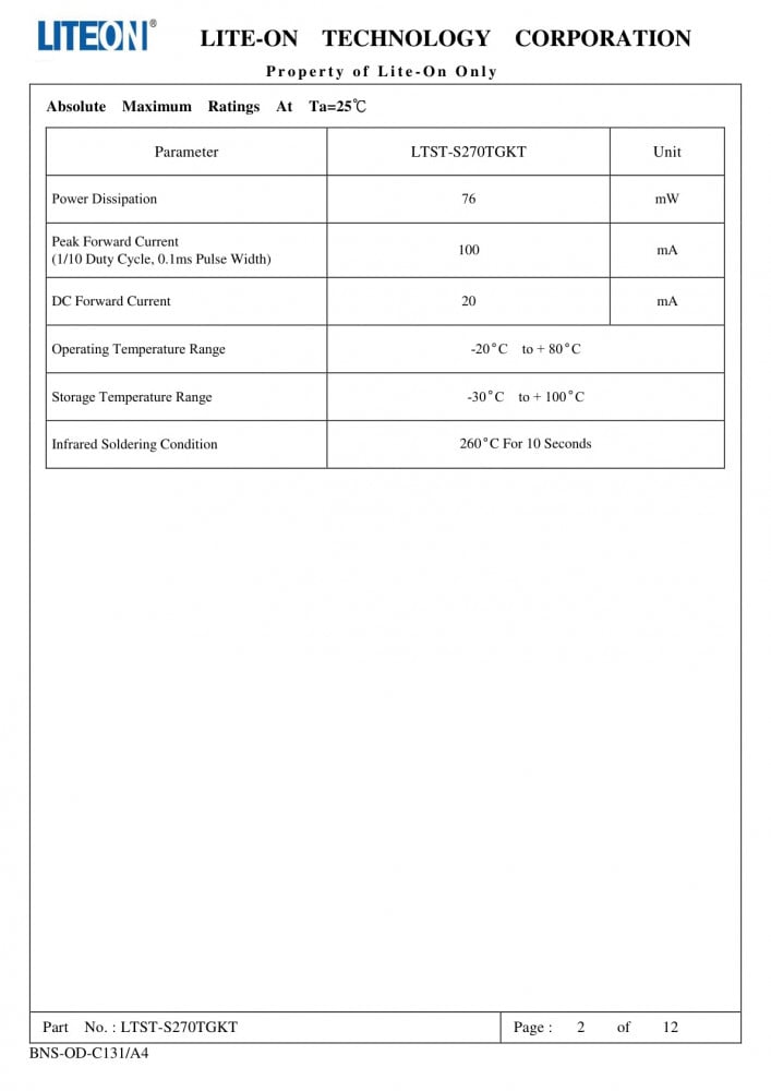 LTST-S270TGKT datasheet page 3