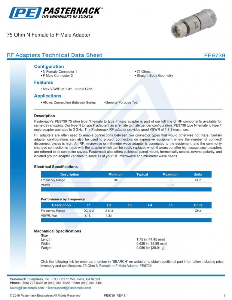 PE9739 technical document page 1