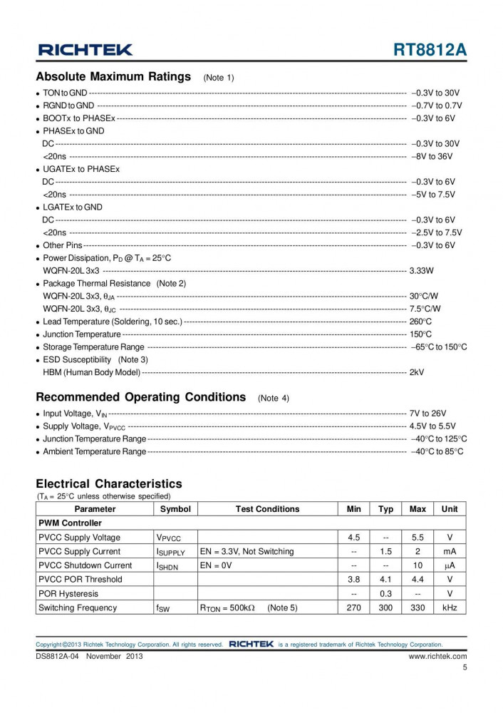 RT8812A datasheet page 5