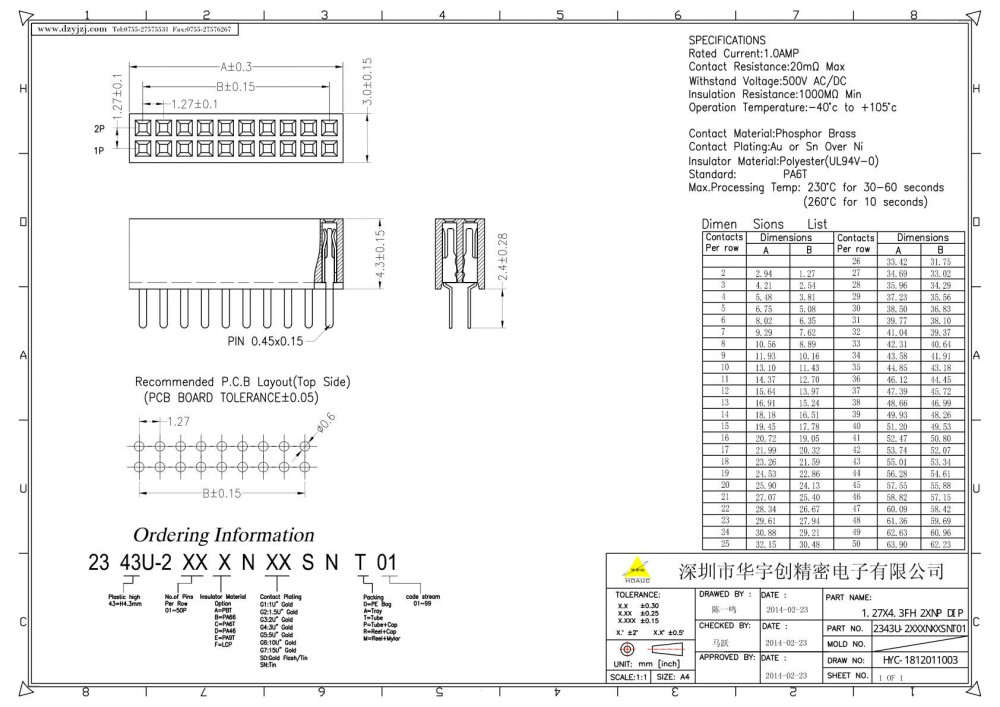 HOAUC 2343U-205CNG1SNT01 technical drawing