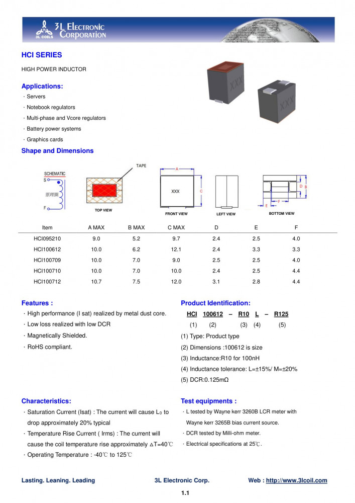 3L COILS HCI series technical document page 2