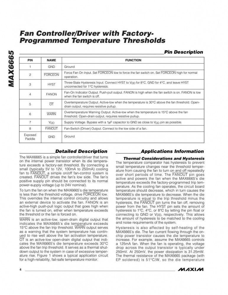 MAX6665 technical document page 4