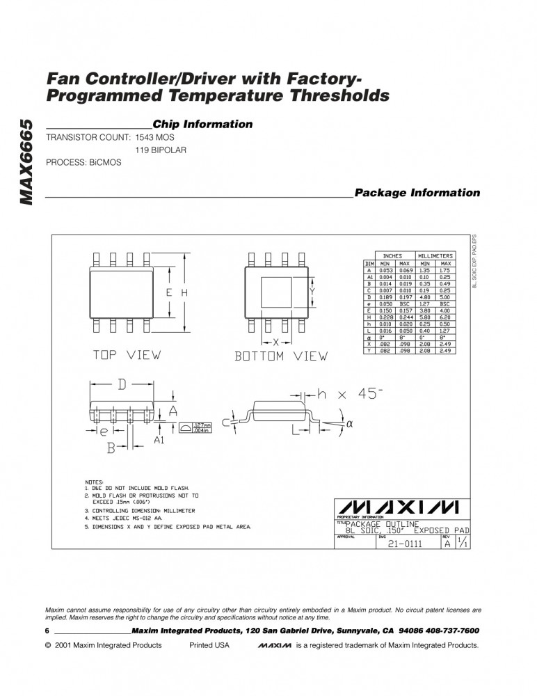MAX6665 technical document page 6