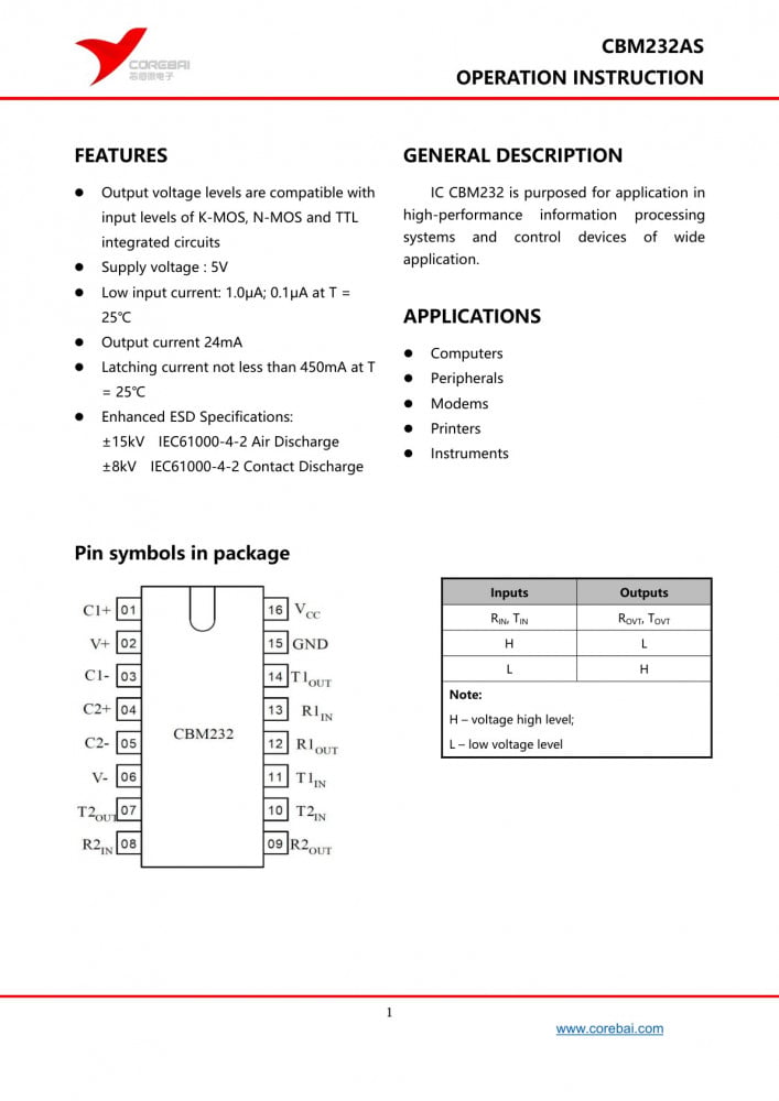 CBM232AS16 datasheet page 1