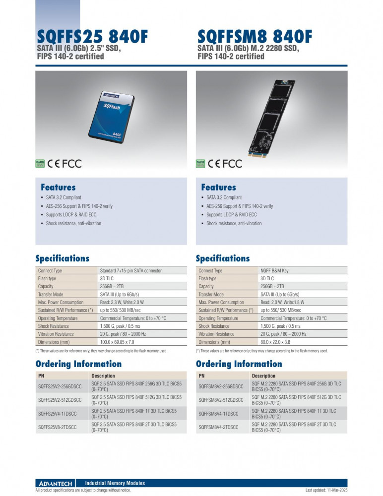 Advantech SQFlash product document preview