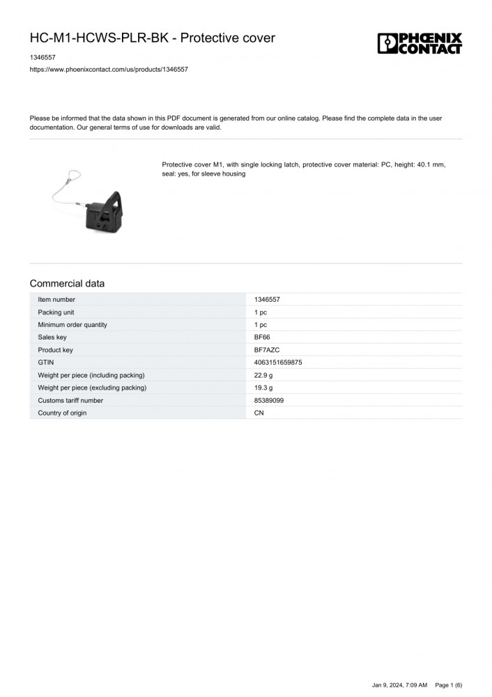 Phoenix Contact 1346557 product document page 1
