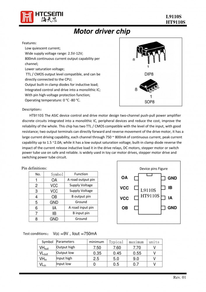 L9110S technical document page 1