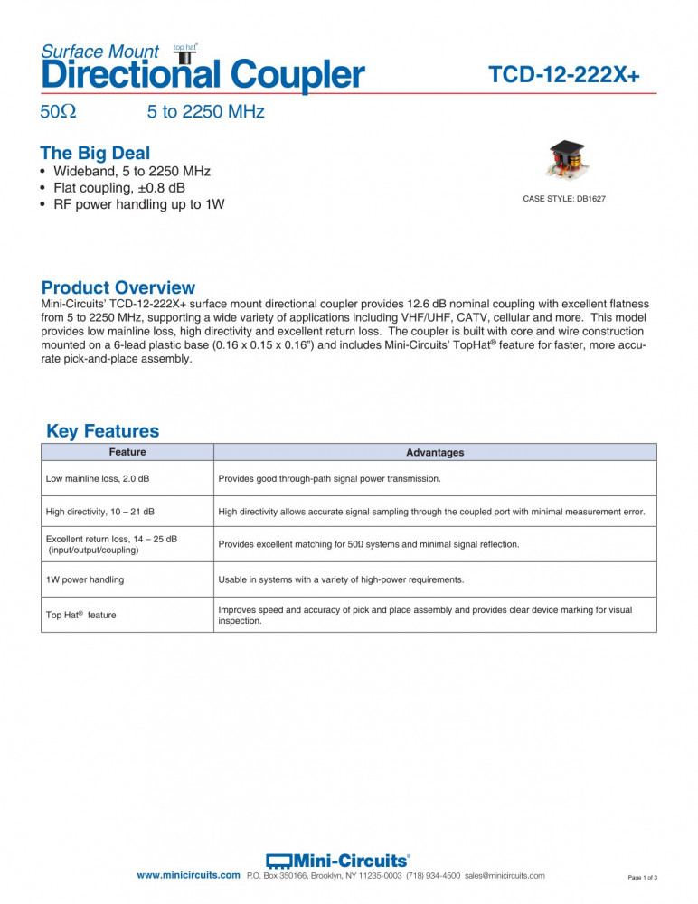 TCD-12-222X+ datasheet page 1