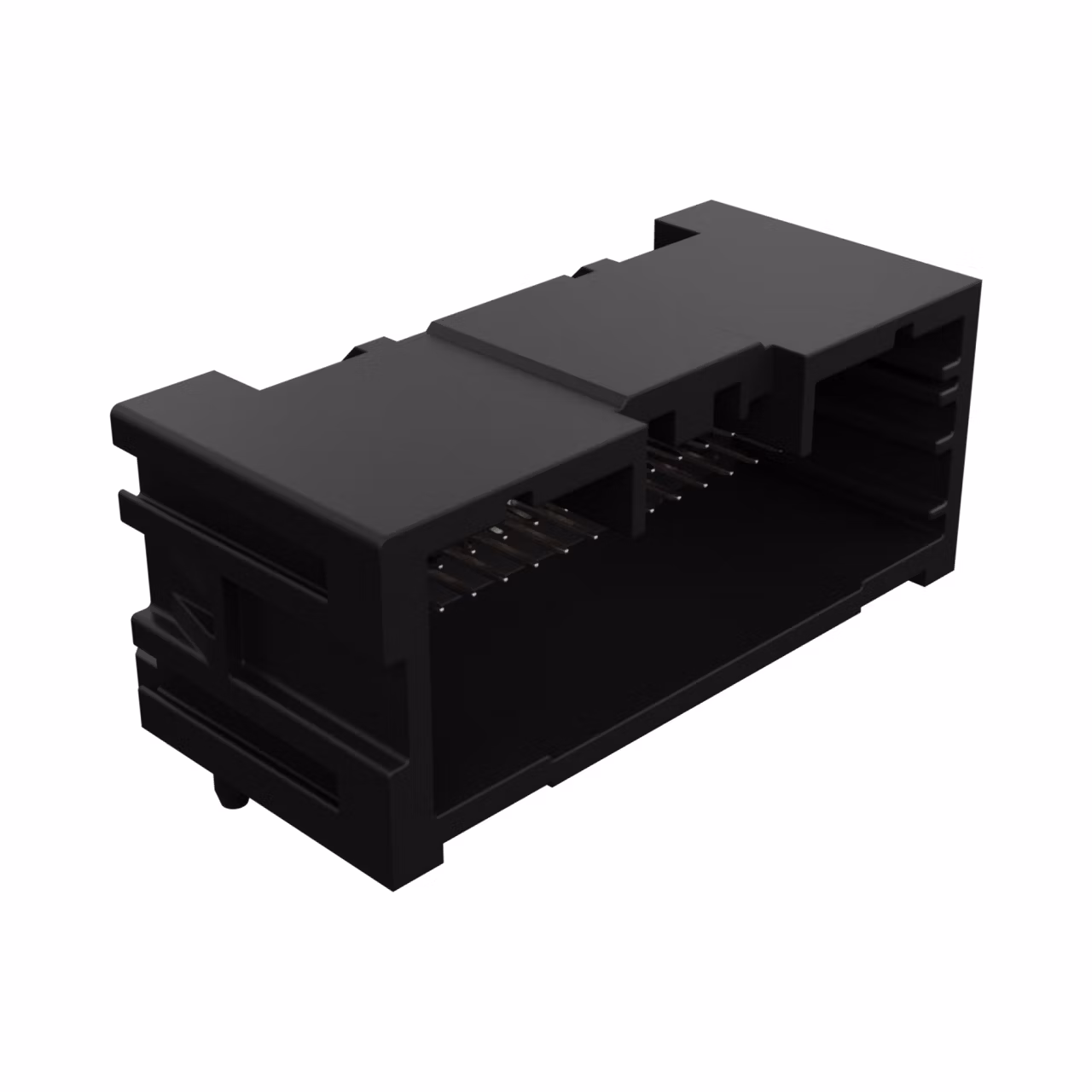 Mini50 Unsealed Right-Angle Header, 3 Rows, 38 Circuits / 30 Loaded, 30 x 0.50mm Blades, Polarization A, Black, Tray for sale
