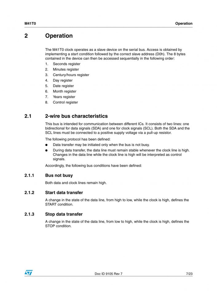 M41T0M6F datasheet page 7