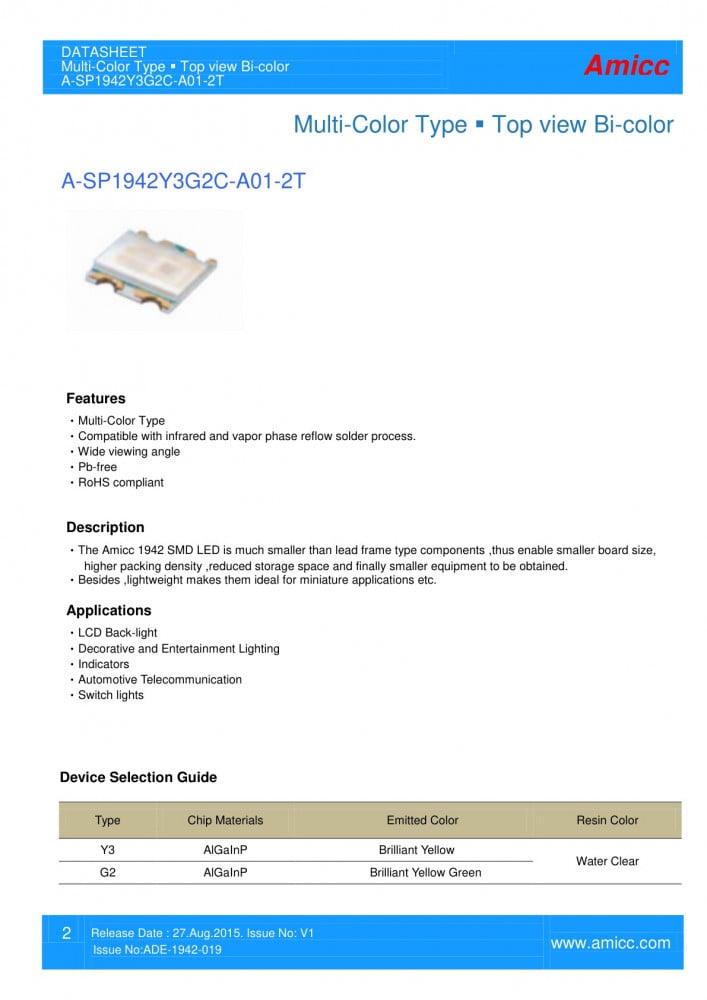 A-SP1942Y3G2C-A01-2T datasheet page 2
