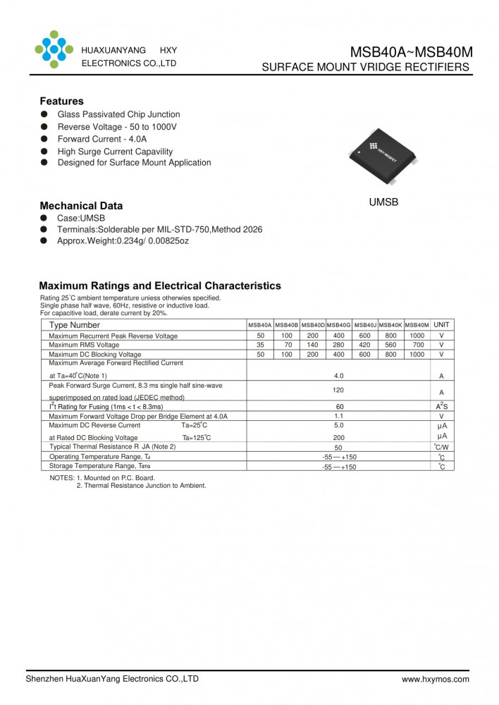 MSB40M datasheet page 1