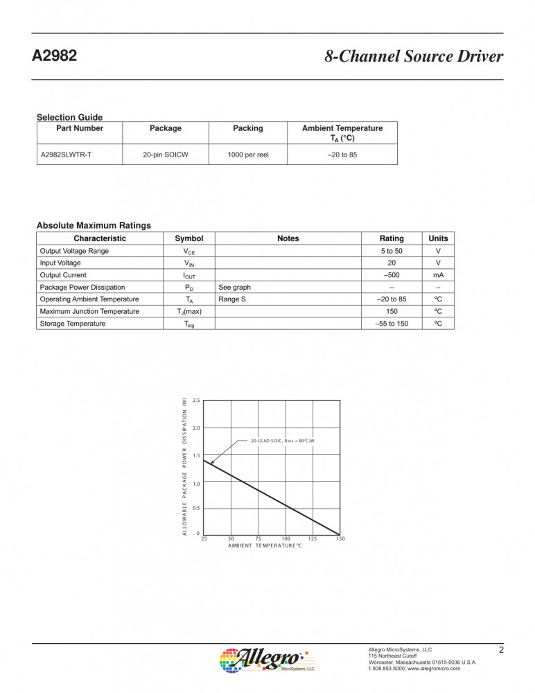 A2982SLWTR-T datasheet page 2