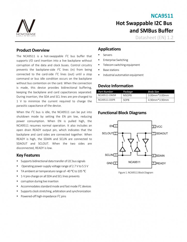 NCA9511-DSPR datasheet page 1