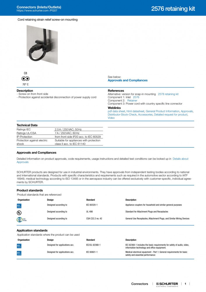 SCHURTER 6160.0118 product document page 1
