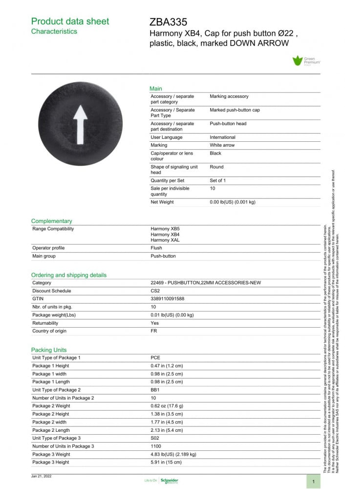 ZBA335 technical document page 1