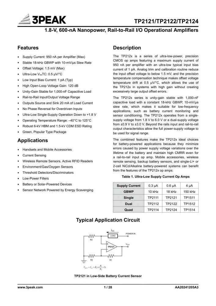 TP2124-SR datasheet page 1