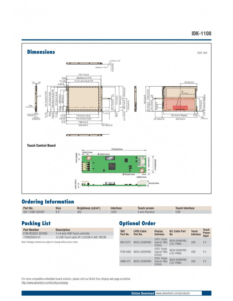 ADVANTECH IDK-1108R-50SVB1 technical document page 2