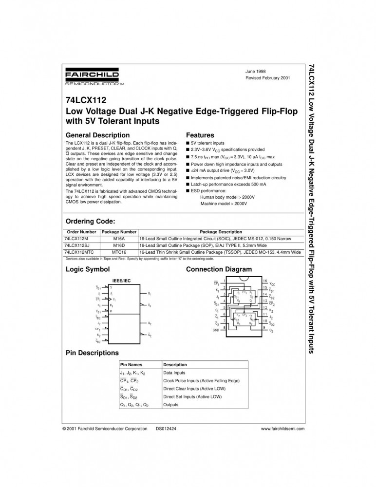 74LCX112 datasheet page 2