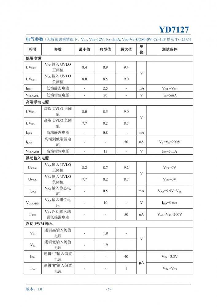 YD7127 datasheet page 5
