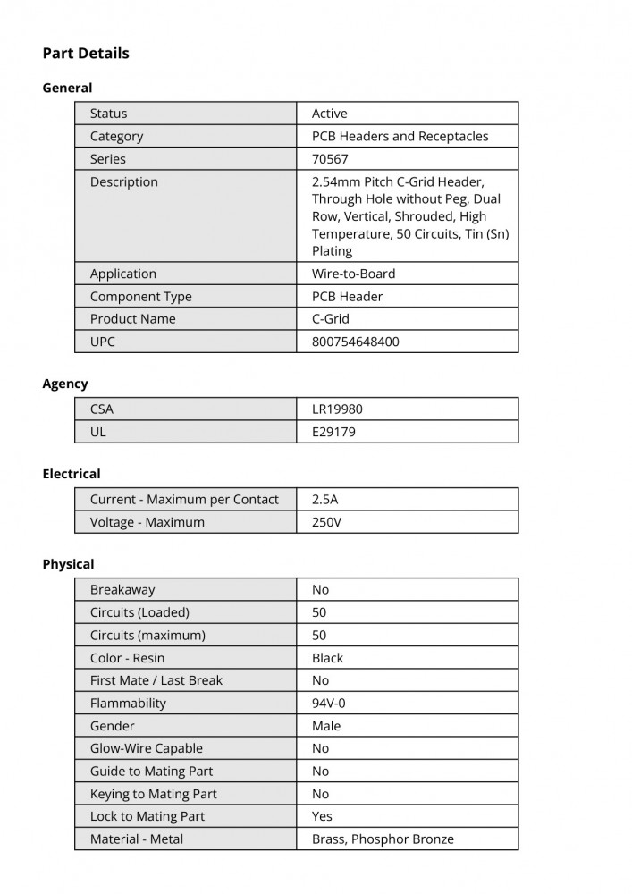 Technical document page 2 for MOLEX 15800501