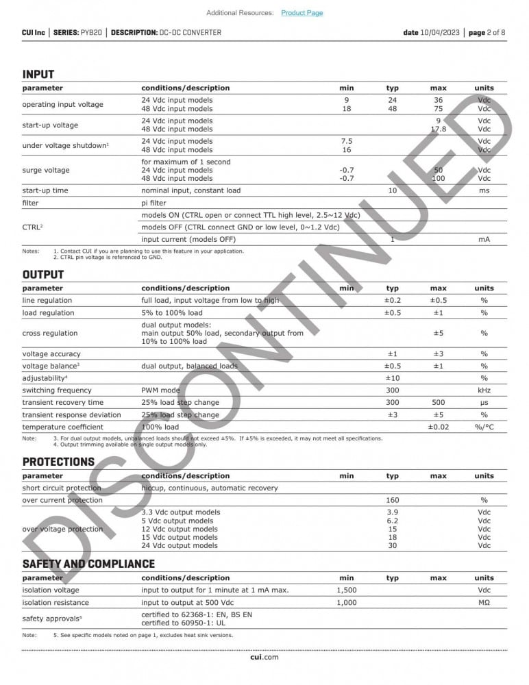 PYB20 series datasheet page 2