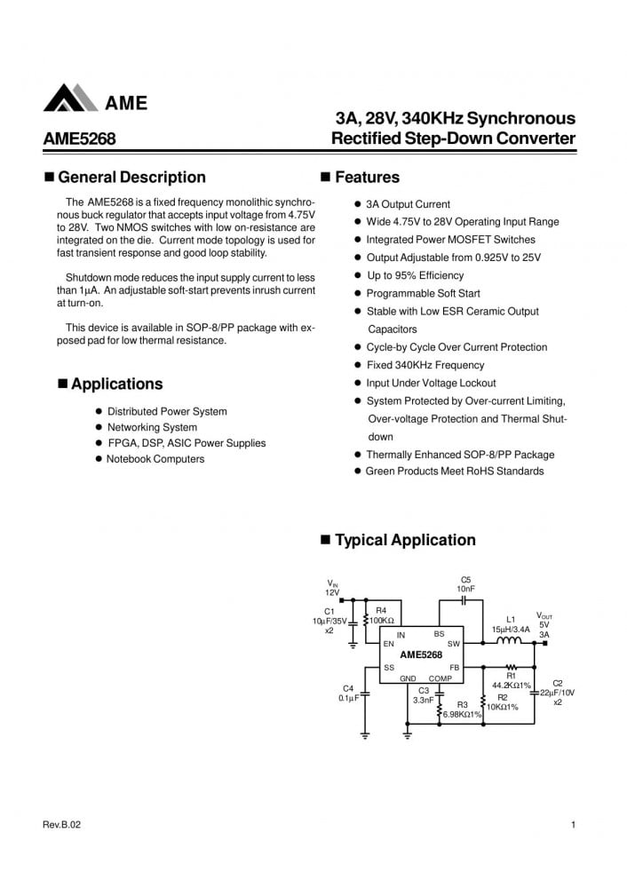 AME5268-AZAADJ datasheet page 1
