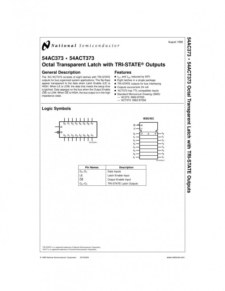 54ACT373DM/B datasheet page 1
