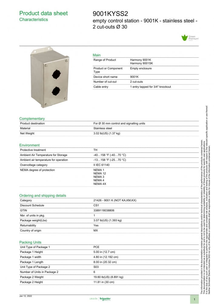 9001KYSS2 technical document page 1