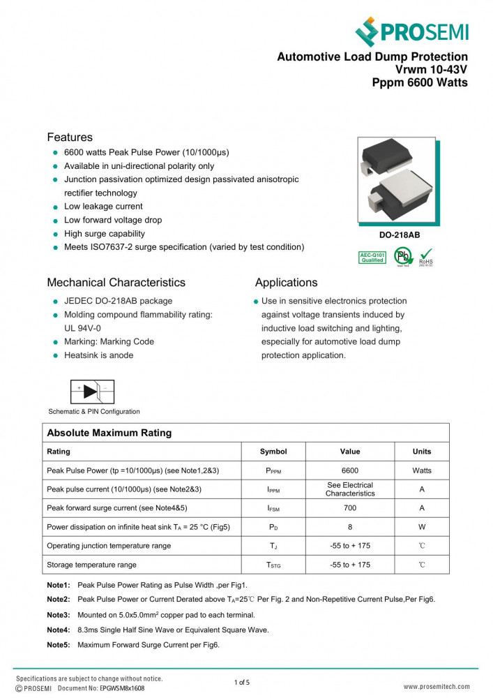 SM8S22A datasheet page 1