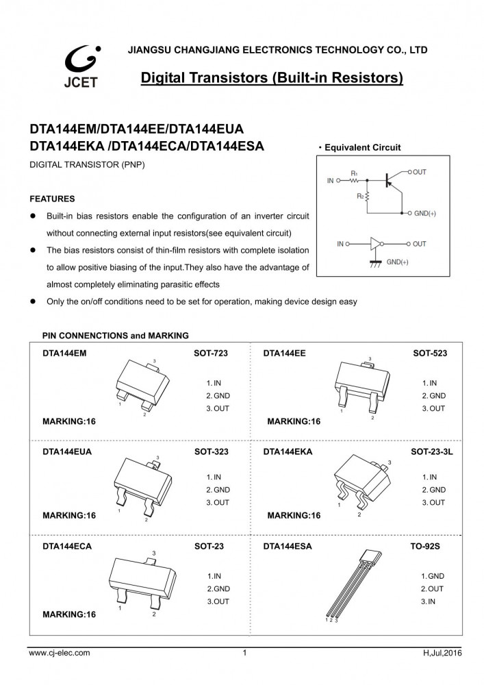 DTA144ECA datasheet page 1