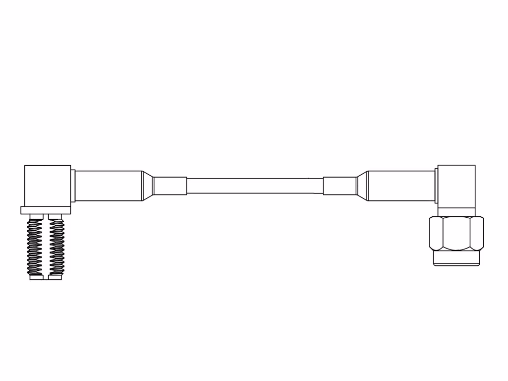 MCX Right-Angle Plug to MCX Right-Angle Plug on RD-316 Cable, 495.30mm Length, 50 Ohms