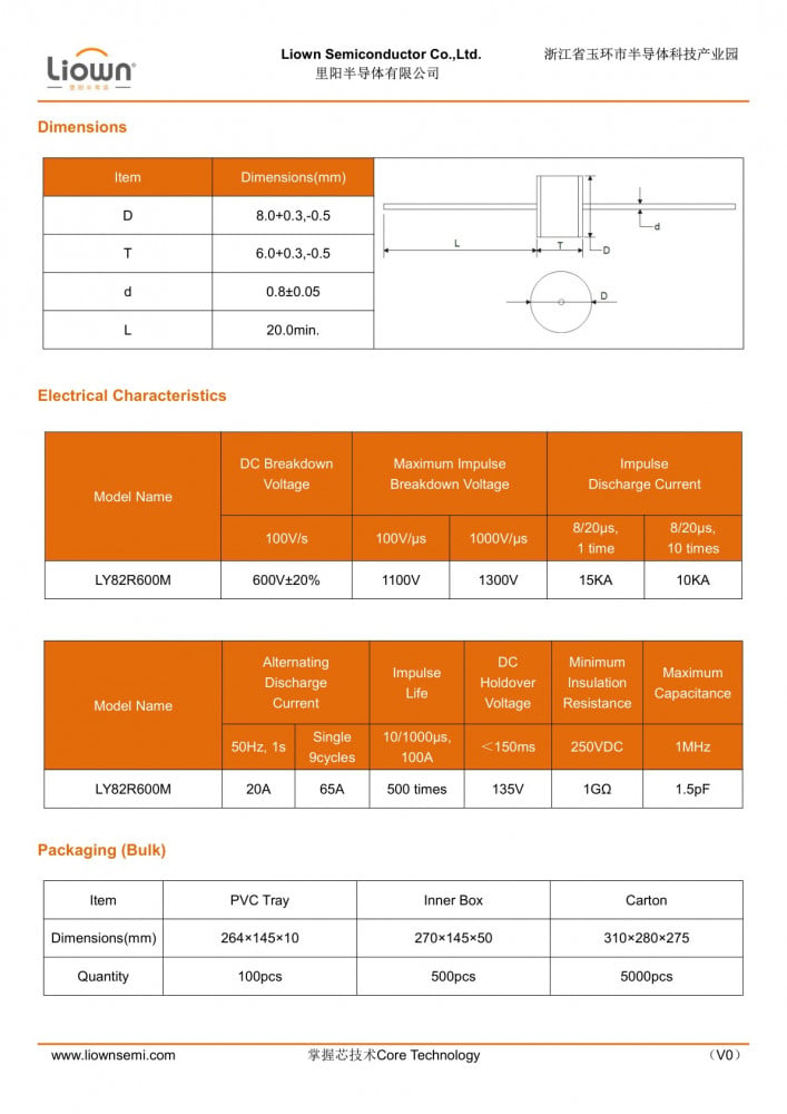 LY82R600M datasheet page 2