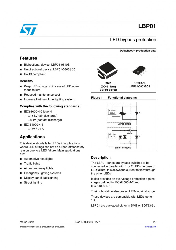 LBP01 series datasheet page 1