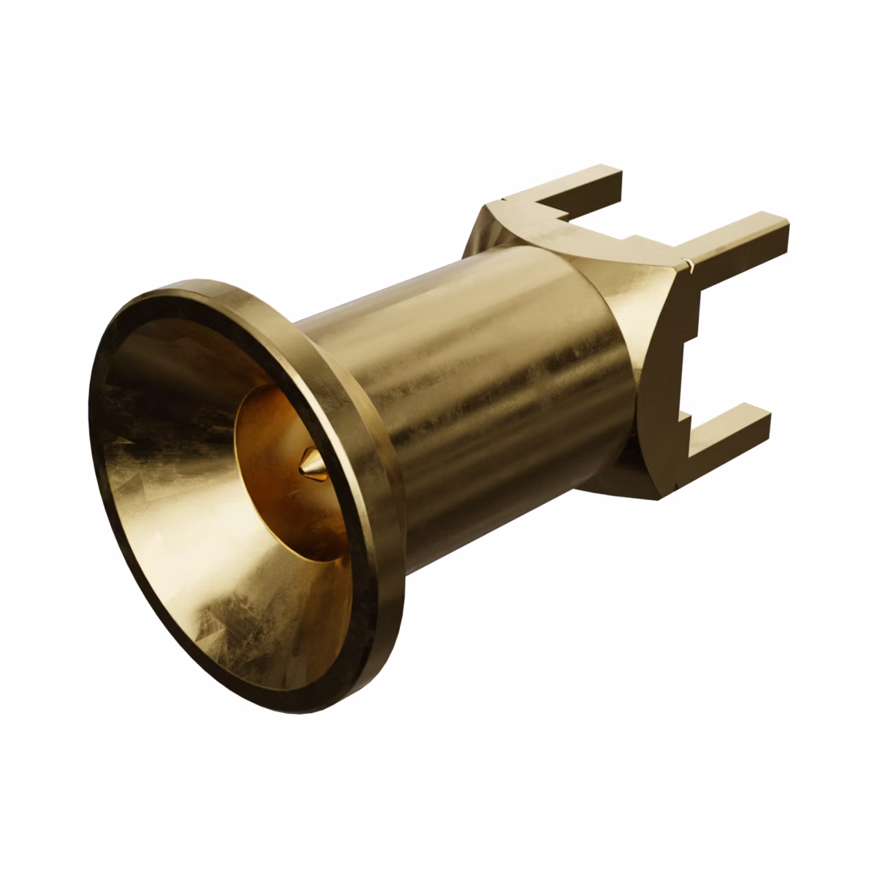 SMP-MAX Plug, Straight, Smooth Bore, Catchers Mitt, PCB, Through Hole, Brass Body, Gold (Au) Plated, Tray, 50 Ohms for sale