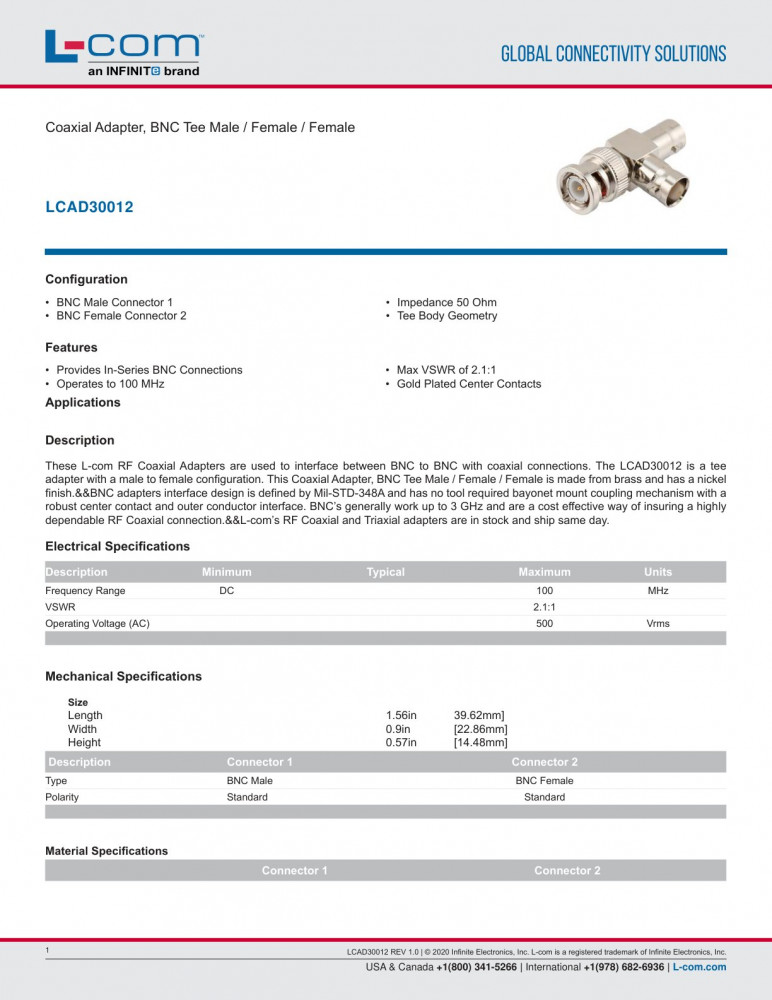 L-com LCAD30012 datasheet page 1