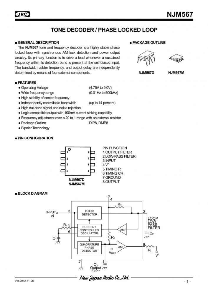 NJM567D datasheet page 1