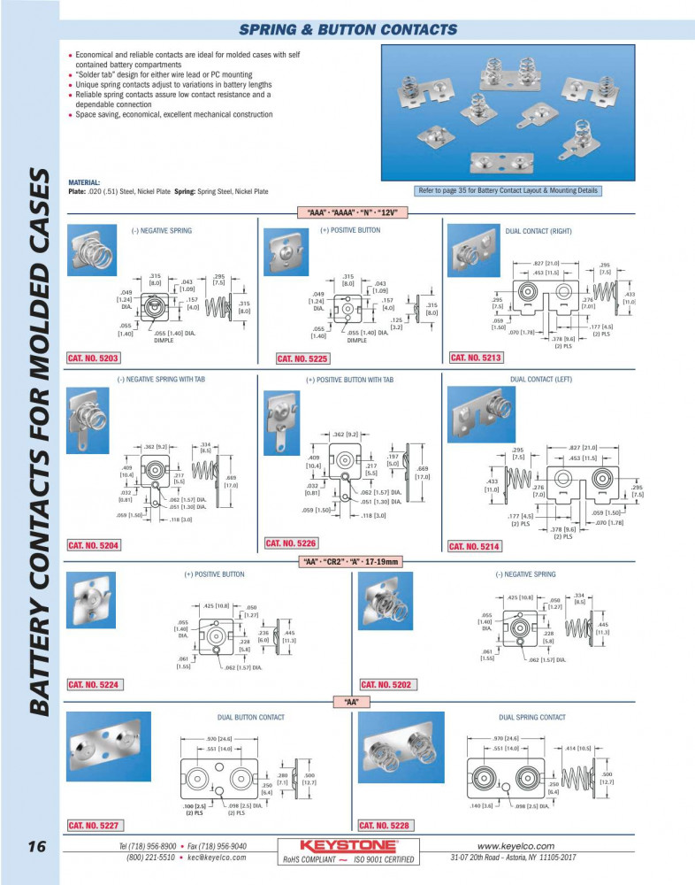 LEA NETWORKS battery contact catalog document page