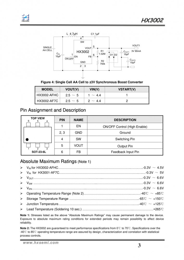 HX3002 datasheet page 3