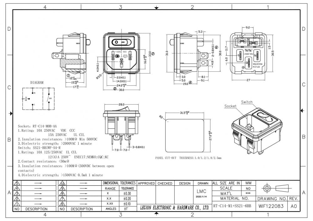 Legion RT-C14-M1+SS21-6BB technical document preview