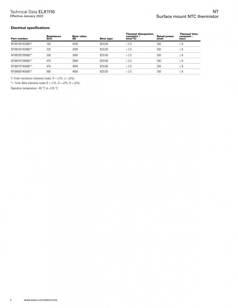 EATON NT thermistor datasheet page 4