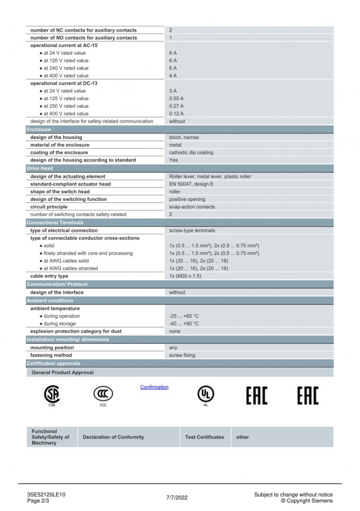 3SE52120LE10 datasheet page 2